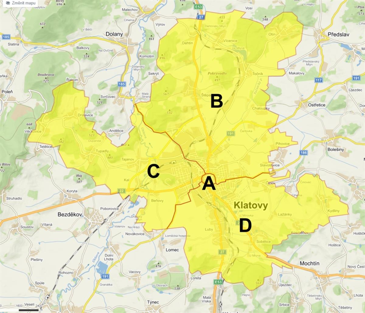 Okrsky města Klatovy | Městská policie Klatovy